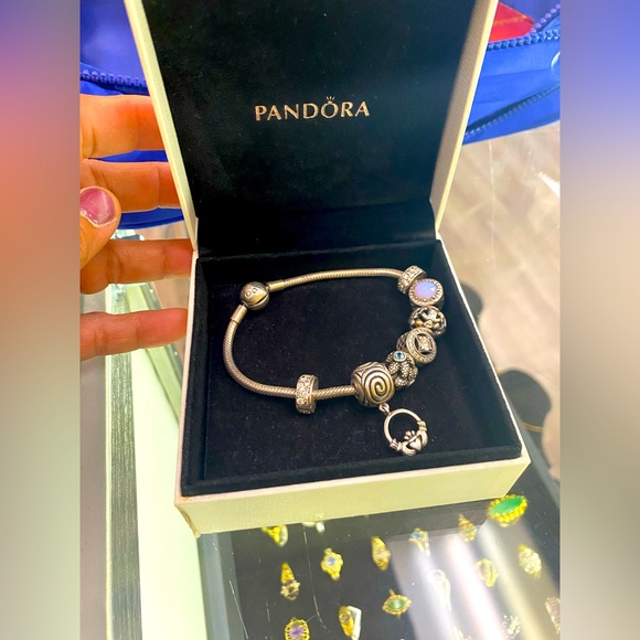 Pandora | Jewelry | Authentic Pandora Sterling Silver 4k Gold Bracelet ...